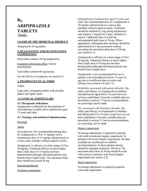 Asprito Tablets (Generic Aripiprazole Tablets) | PPT