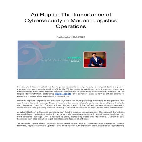 Ari Raptis_ The Importance of Cybersecurity in Modern Logistics ...