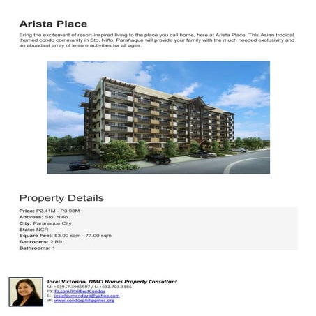Condo For Sale / Pre Sell in Paranaque - Arista Place | PDF