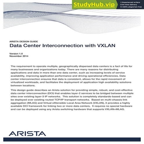 ARISTA DESIGN GUIDE Data Center Interconnection With VXLAN | PDF