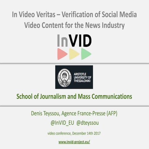 Presentation of the InVID Verification Plugin | PPT