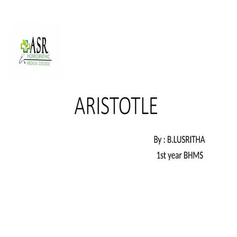 Seminar topic about ARISTOTLE life and background | PPTX