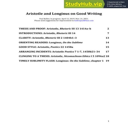 Aristotle And Longinus On Good Writing (2021) | PDF