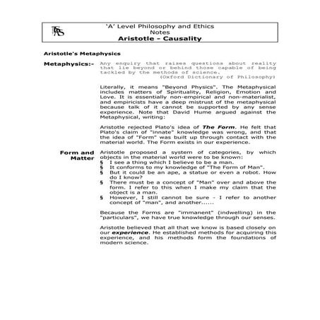 Aristotle Causality | PDF | Physics | Science