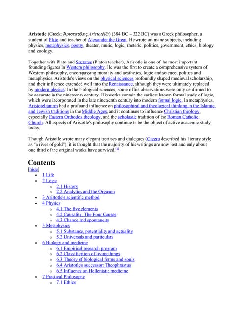 Aristotle's life and major contributions | PPT