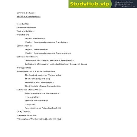 Aristotle S Metaphysics | PDF