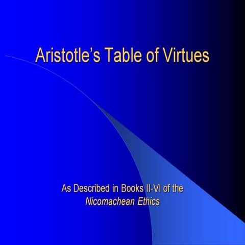 Aristotle's table of virtues | PPTX