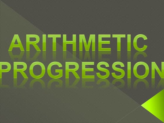 Arithmetic progression | PPT