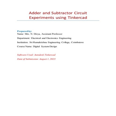 Design of Adder and Subtractor Circuits | PDF