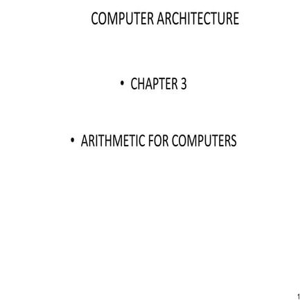 Arithmetic For Computers Ppt