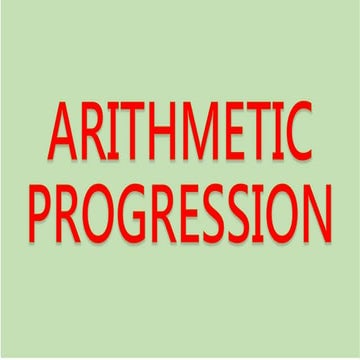 Arithmetic Progression PART 1 ( INTRODUCTION ) | PPTX
