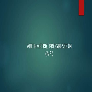 Arithmetic progression | PPT