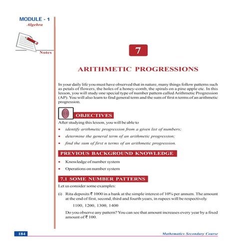 Arithmetic progressions /Algebra | PDF