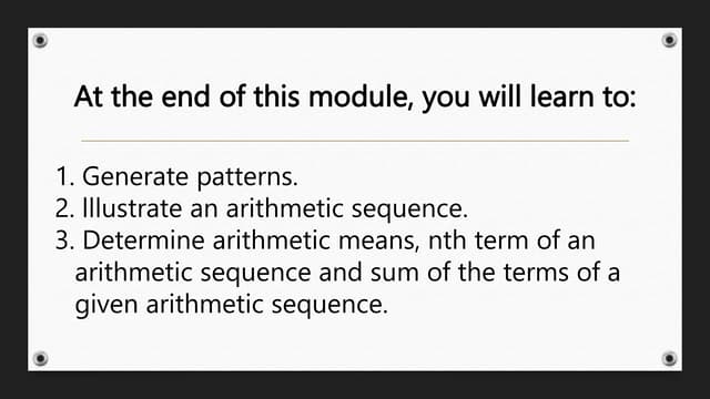 Arithmetic sequence | PPTX
