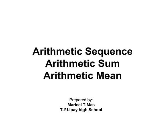 Arithmetic Sequence And Series Pptx Physics Science 2051
