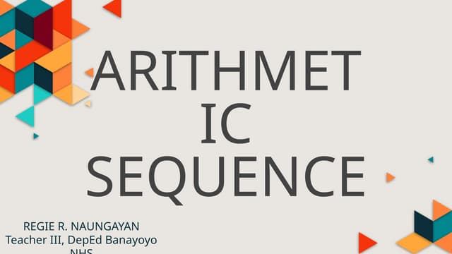 Arithmetic sequence G10.pptx | Homework and Study | Education