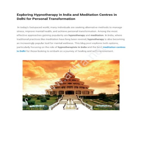 Expert Hypnotherapy Services in Delhi for Personal Transformation | PDF