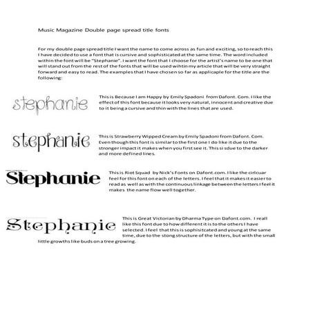 Aritst Name Fonts For The Double Page Spread | DOCX