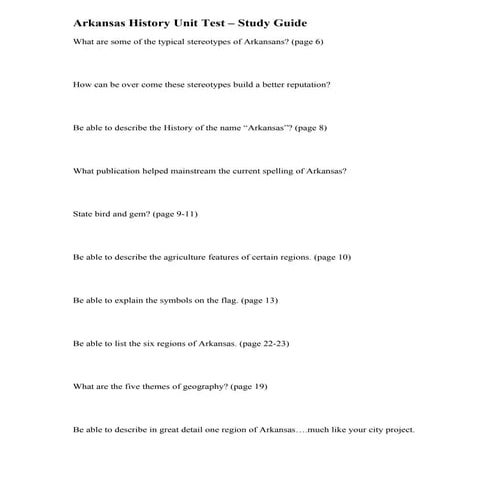 Arkansas History Unit Test | DOC