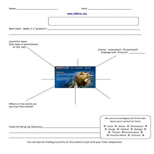 ARKive Brainstorm Sheet | DOCX