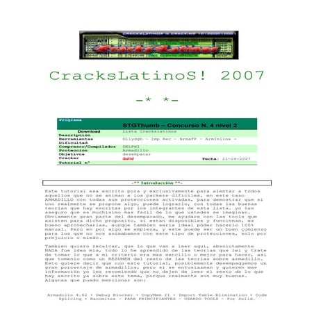 Armadillo 4.62 + Debug Blocker + Copy Mem Ii + Import Table Elimination ...