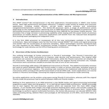 Architecture And Implementation Of The Arm Cortex A8 Microprocessor Pdf 