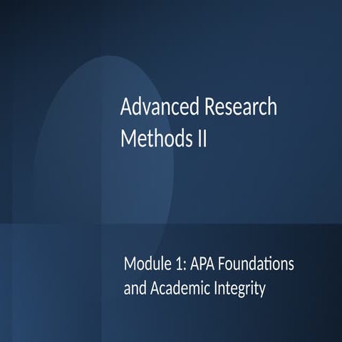 Advanced Research Methods II Module I PPT | PPTX