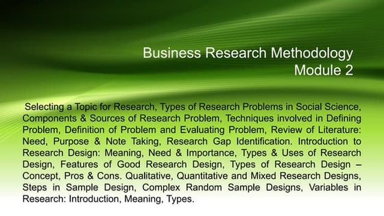 FORMULATION OF RESEARCH PROBLEM | PPTX | Science