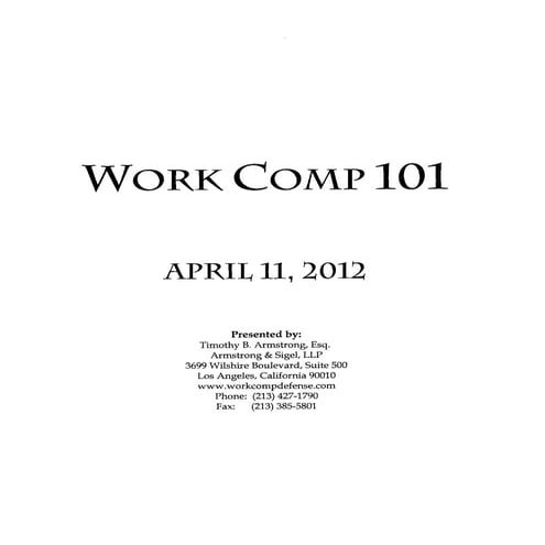Workers Compensation 101 | PDF