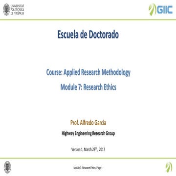 Course: Applied Research Methodology Module 7: Research Ethics | PPT