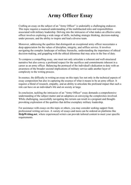 Army Leadership Essay | PDF