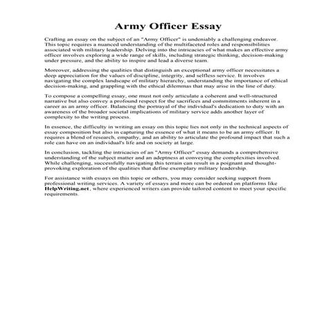 Army Officer Essay | PDF