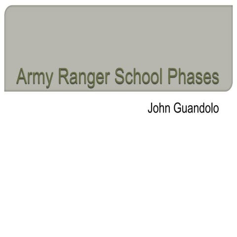 Army Ranger School Phases | PPT