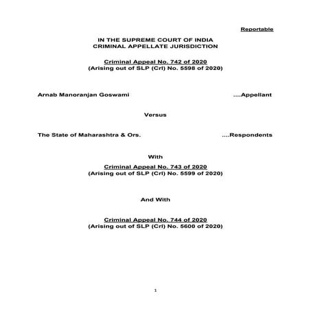 Arnab manoranjan goswami_v__state_of_maharashtra | PDF