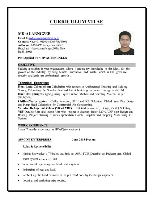 HVAC Engineer Resume | DOCX