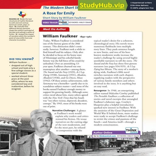 03.a rose for emily by William Faulkner | PPTX