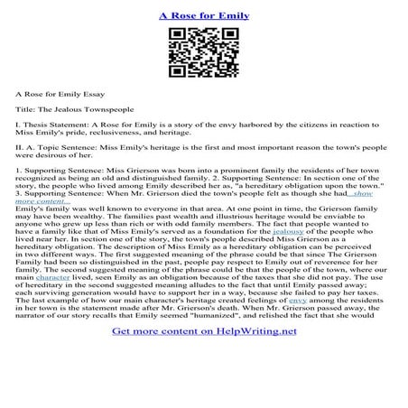 A Rose For Emily Essays | PDF