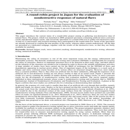 A round robin project in japan for the evaluation of nondestructive ...