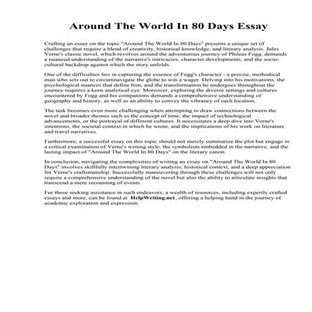 Around The World In 80 Days Essay. Thomas More University | PDF