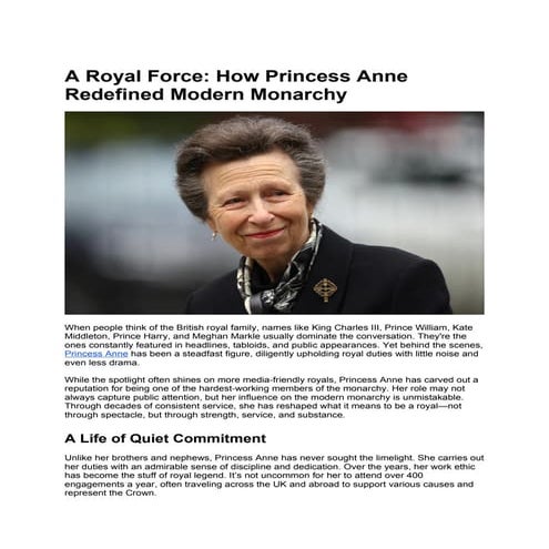 A Royal Force: How Princess Anne Redefined Modern Monarchy | DOCX