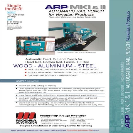 Original Sales Brochure for the Modra Arp Machine | PDF