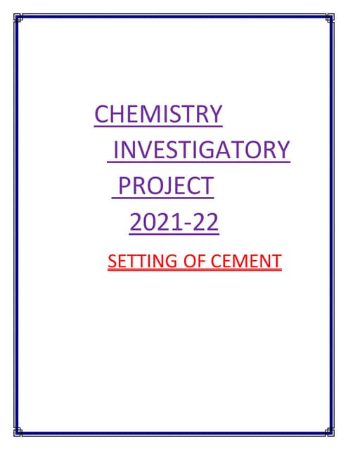 Chemistry Investigatory Project Class 12 | PDF