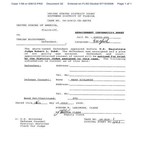 Arraignment information sheet | PDF