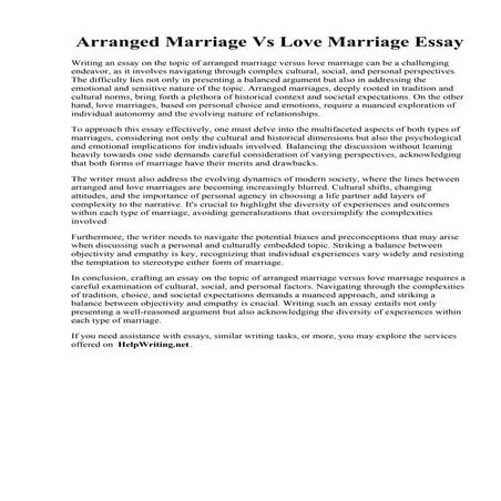 Arranged Marriage Vs Love Marriage Essay | PDF