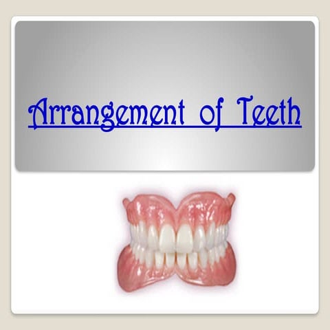 arrangement of teeth Anterior and Posterior | PPTX