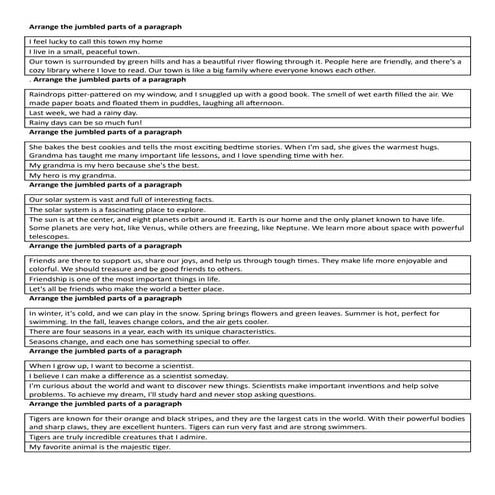 Arrange the jumbled parts of a paragraph.docx