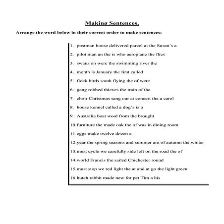 Arrange the jumbled sentences | PDF