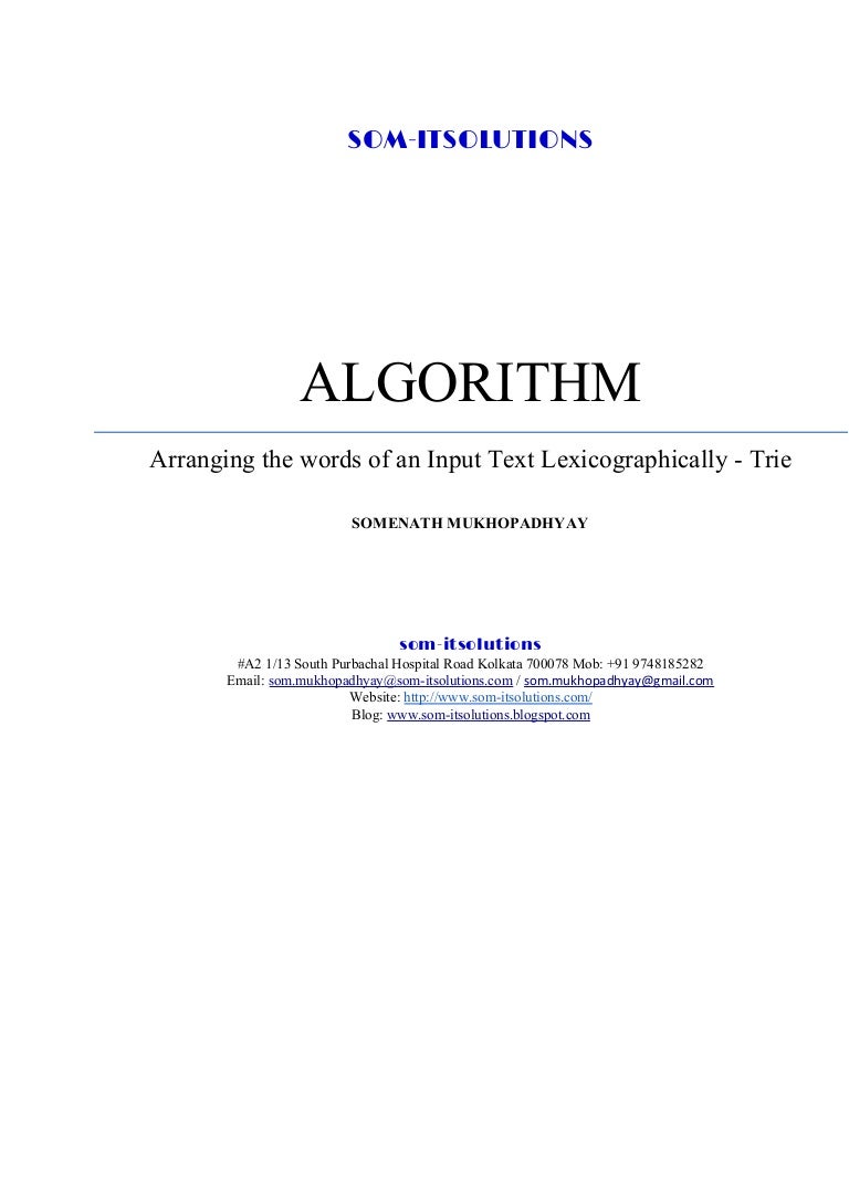 Arranging the words of a text lexicographically trie