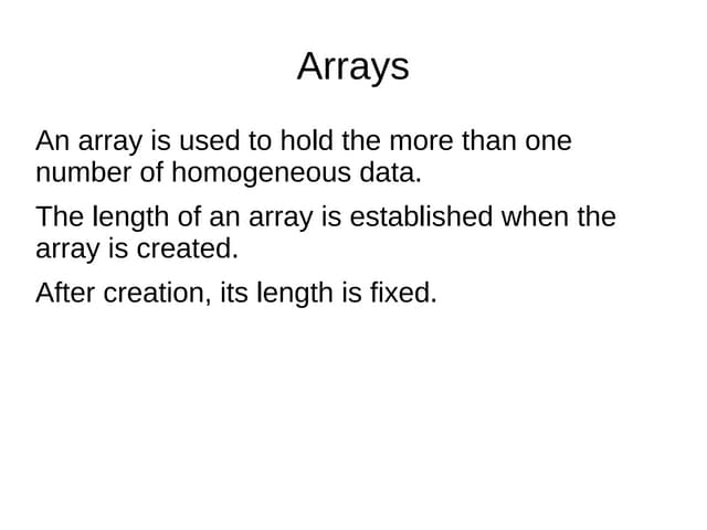 Intorduction To Arrays In Java Ppt 4977