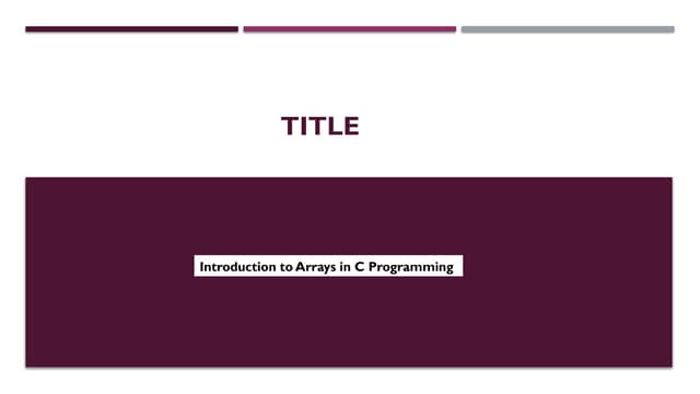 Presentation on array | PPTX